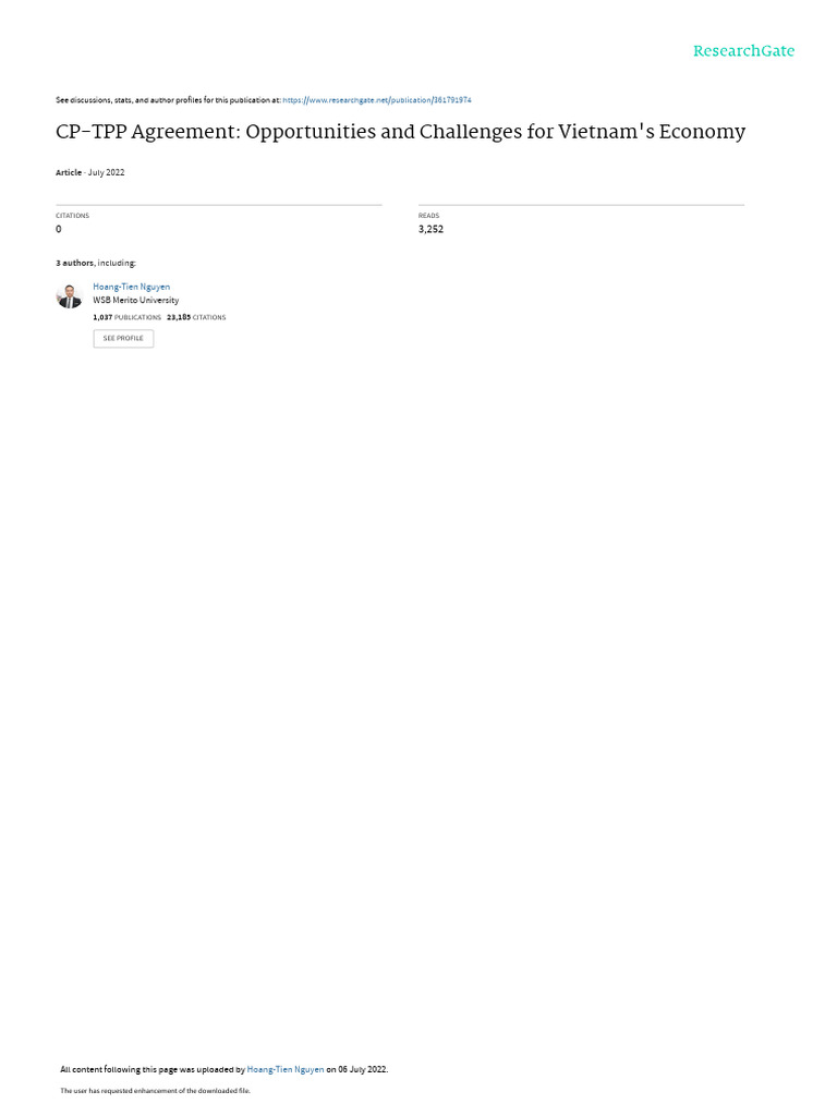 CP-TPP Agreement: Opportunities and Challenges For Vietnam's Economy ...