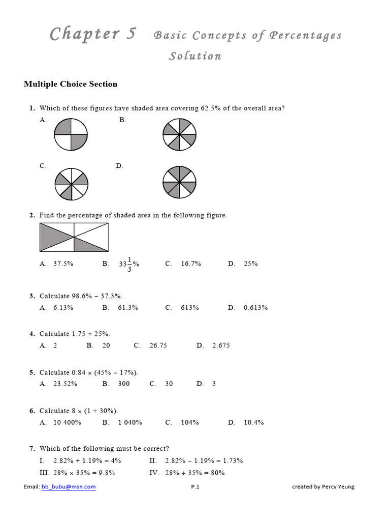 S1 Ch5 Basic Concepts Of Percentages Pdf Percentage Prices