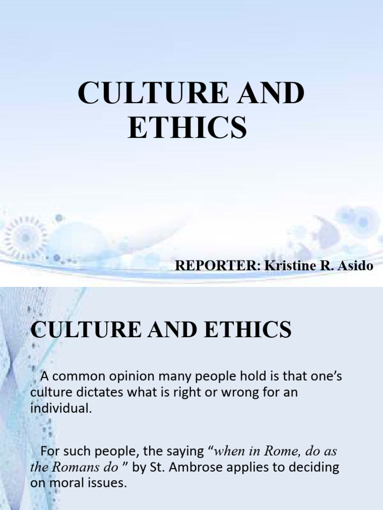 Culture and Ethics Tin | PDF | Relativism | Morality