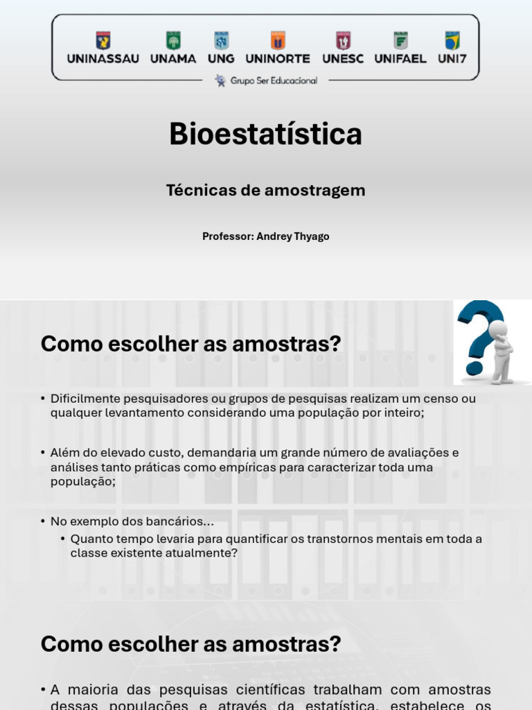 Bioestatística Amostragem | PDF | Amostragem (Estatística) | Erro de amostragem