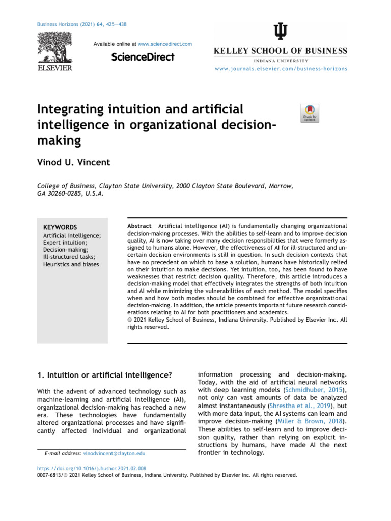 Integrating AI and Intuition in Decisions | PDF | Artificial ...
