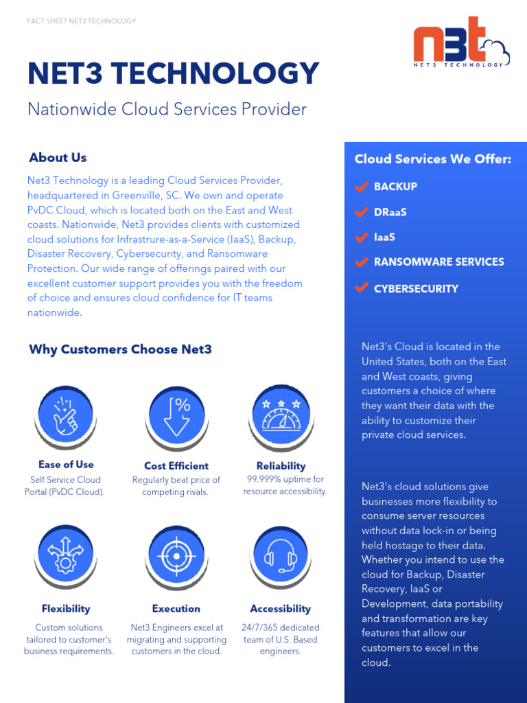 Net3 Fact Sheet - 1 | PDF | Cloud Computing | Computer Science