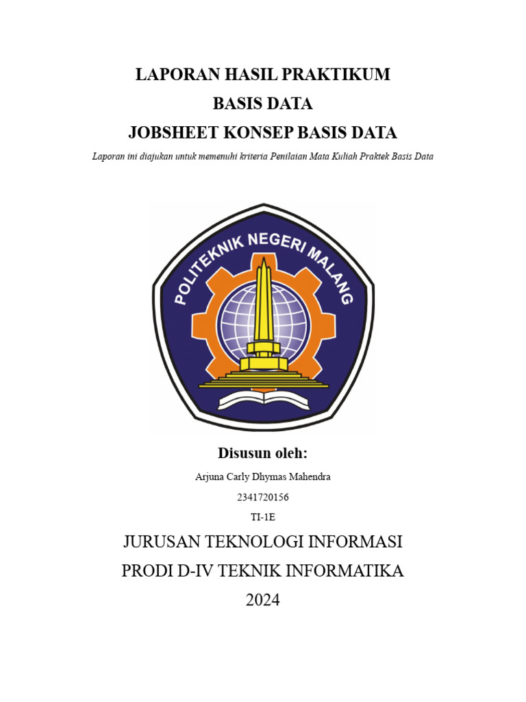 Konsepbasisdata - P Basis Data - Arjuna Carly Dhymas Mahendra - 04 | PDF | Karier & Perkembangan ...