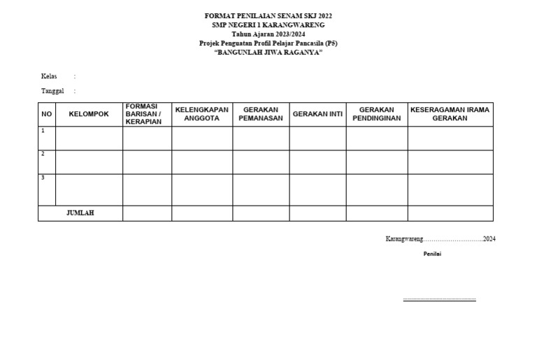 Format Penilaian Senam SKJ 2022 | PDF