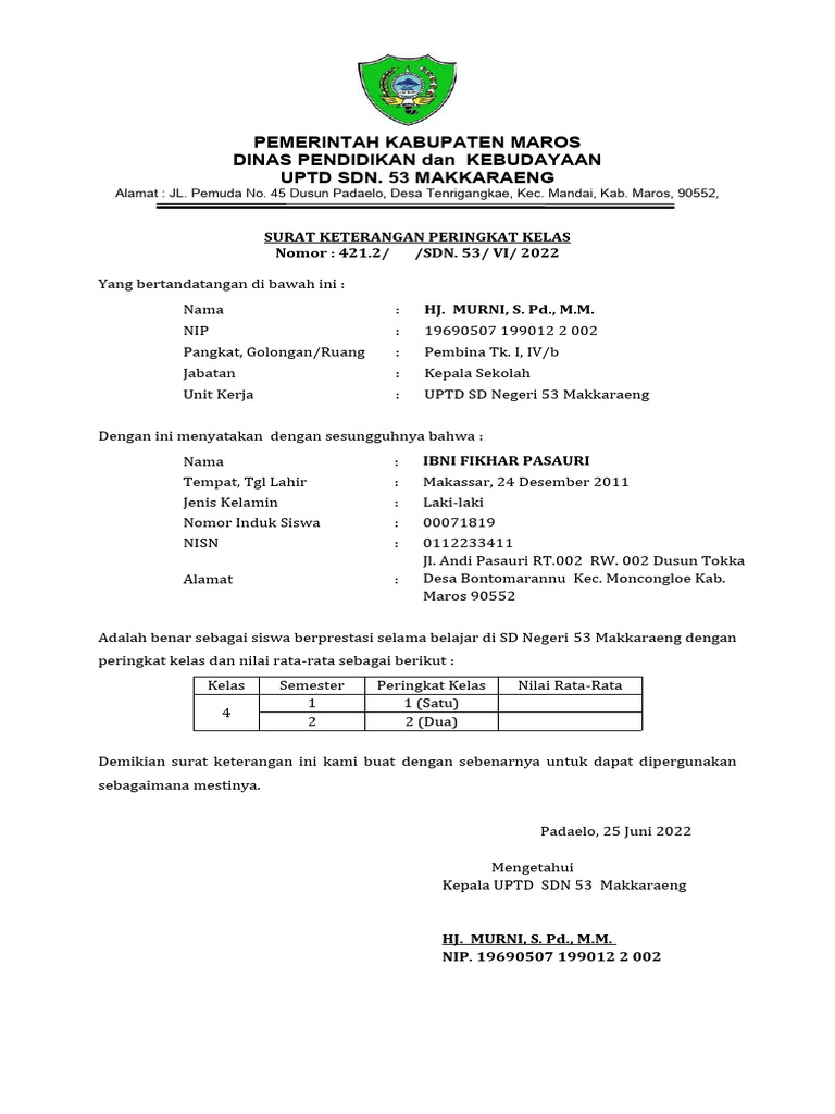 Surat Keterangan Peringkat | PDF