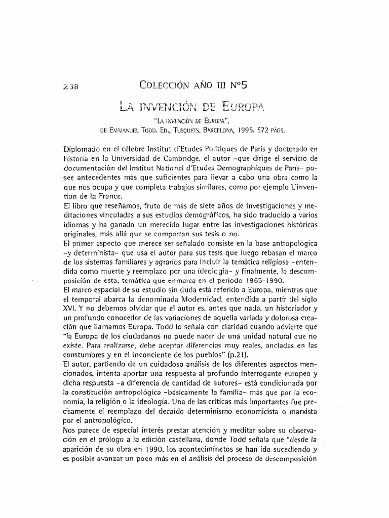 "Análisis de Europa por Emmanuel Todd" | PDF | Historia