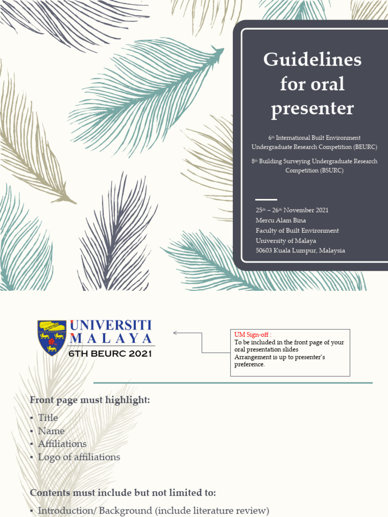 Guidelines For Oral Presenter BEURC 2021 | PDF