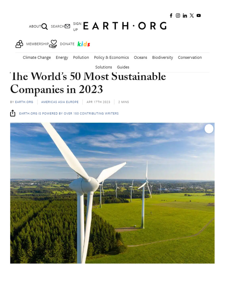 The World's 50 Most Sustainable Companies in 2023 | PDF | Sustainability