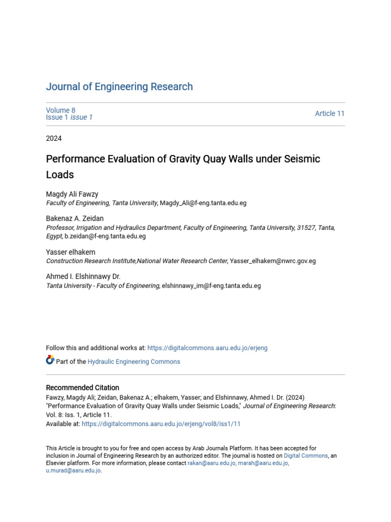 Performance Evaluation of Gravity Quay Walls Under Seismic Loads | PDF ...
