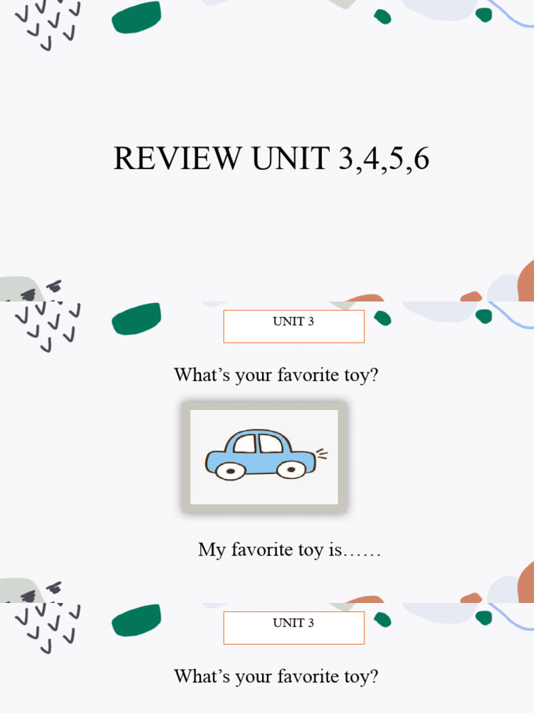 Review Unit 3,4,5,6 Kid1a | PDF | Mouse | Toys