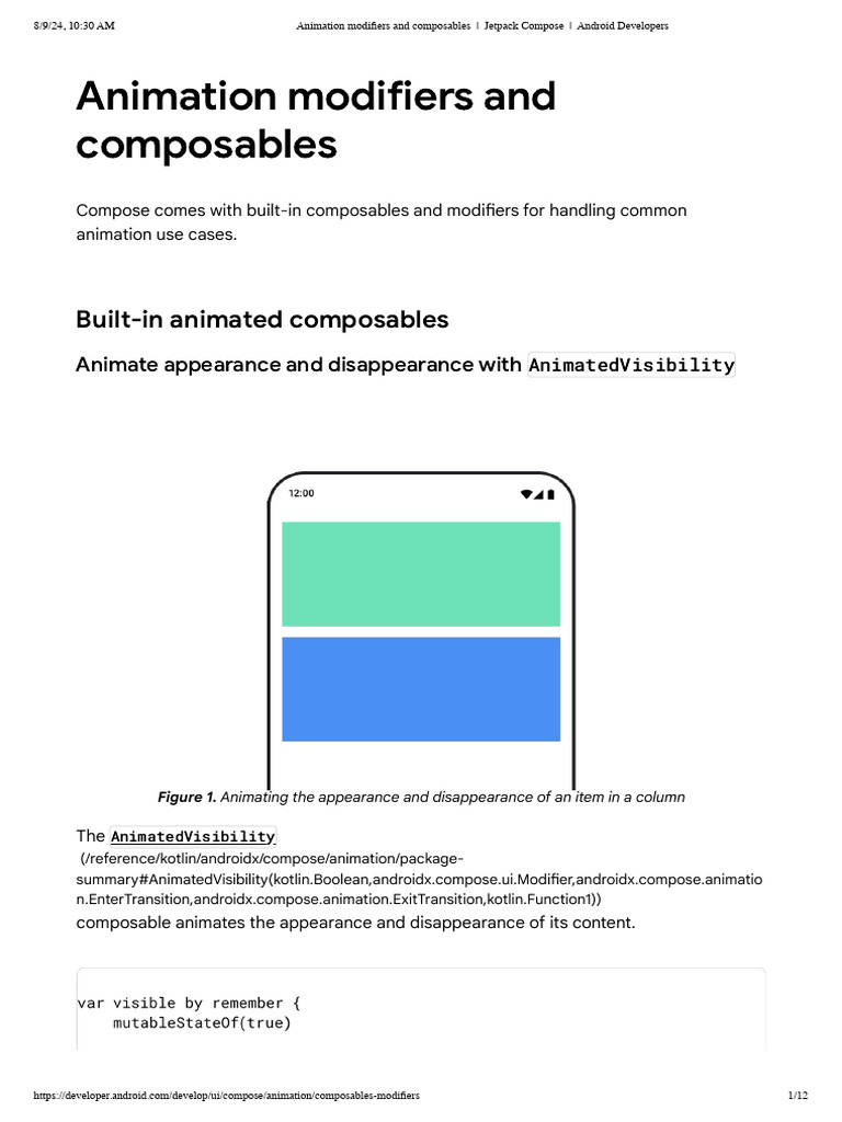 Animation Modifiers and Composables - Jetpack Compose - Android Developers | PDF | Android ...