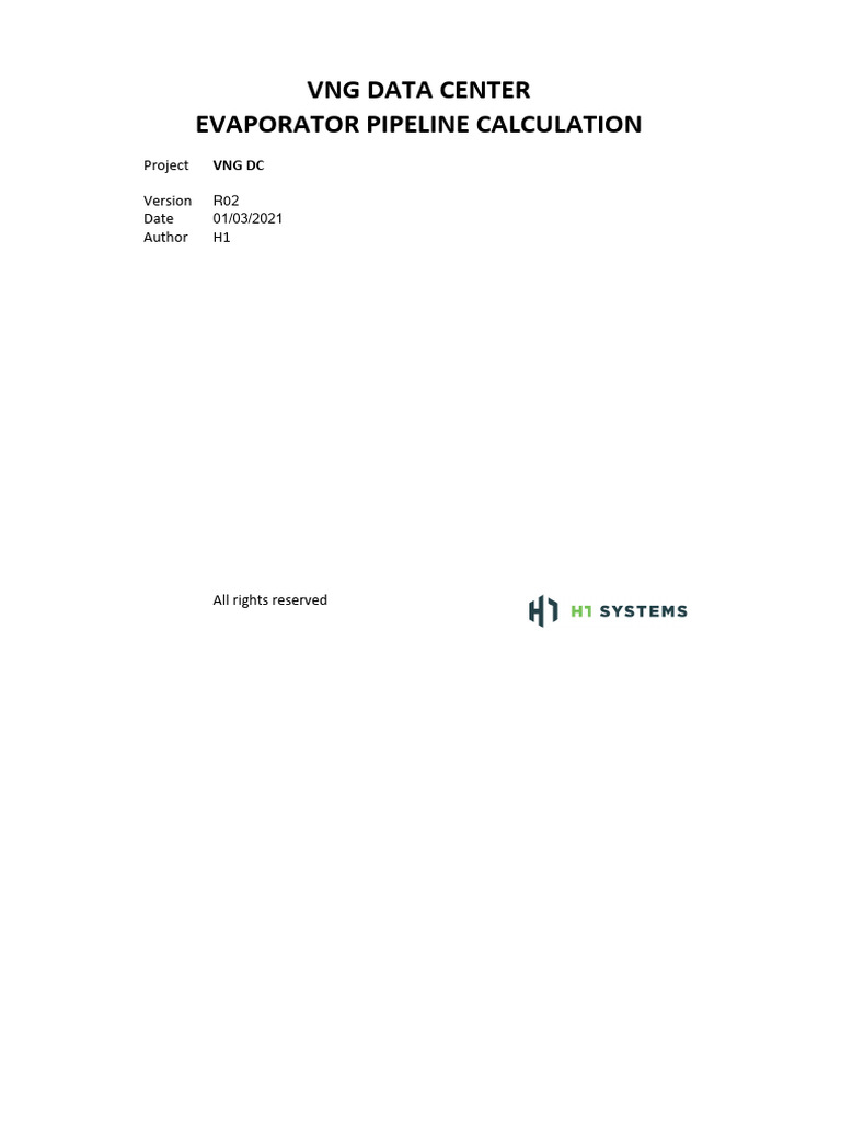 VNGDC-TD-M-01-CAL-DC-0006 (Evaporator Pipeline Calculation) | PDF VNGDC-TD-M-01-CAL-DC-0006 (Evaporator Pipeline Calculation) | PDF