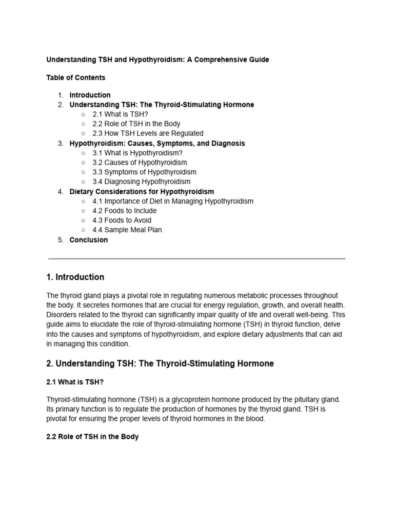 Understanding TSH and Hypothyroidism - A Comprehensive Guide | PDF ...