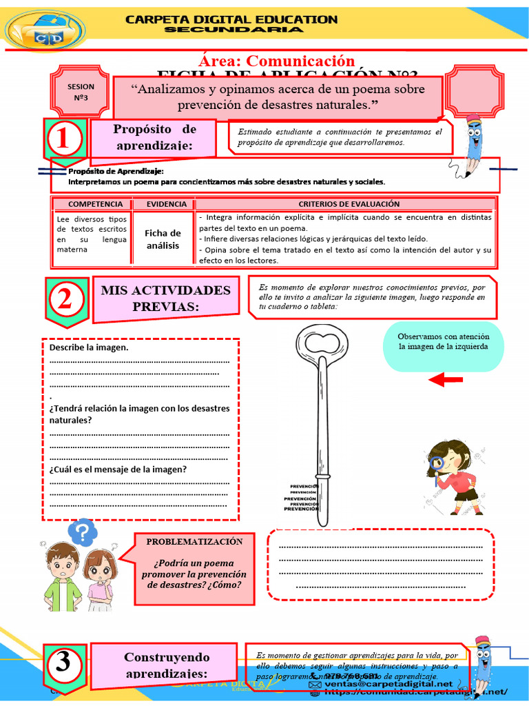 1° Ficha de Aplicación-Sesión3-Sem.2-Exp.3-Comu | PDF | Metáfora | Poesía