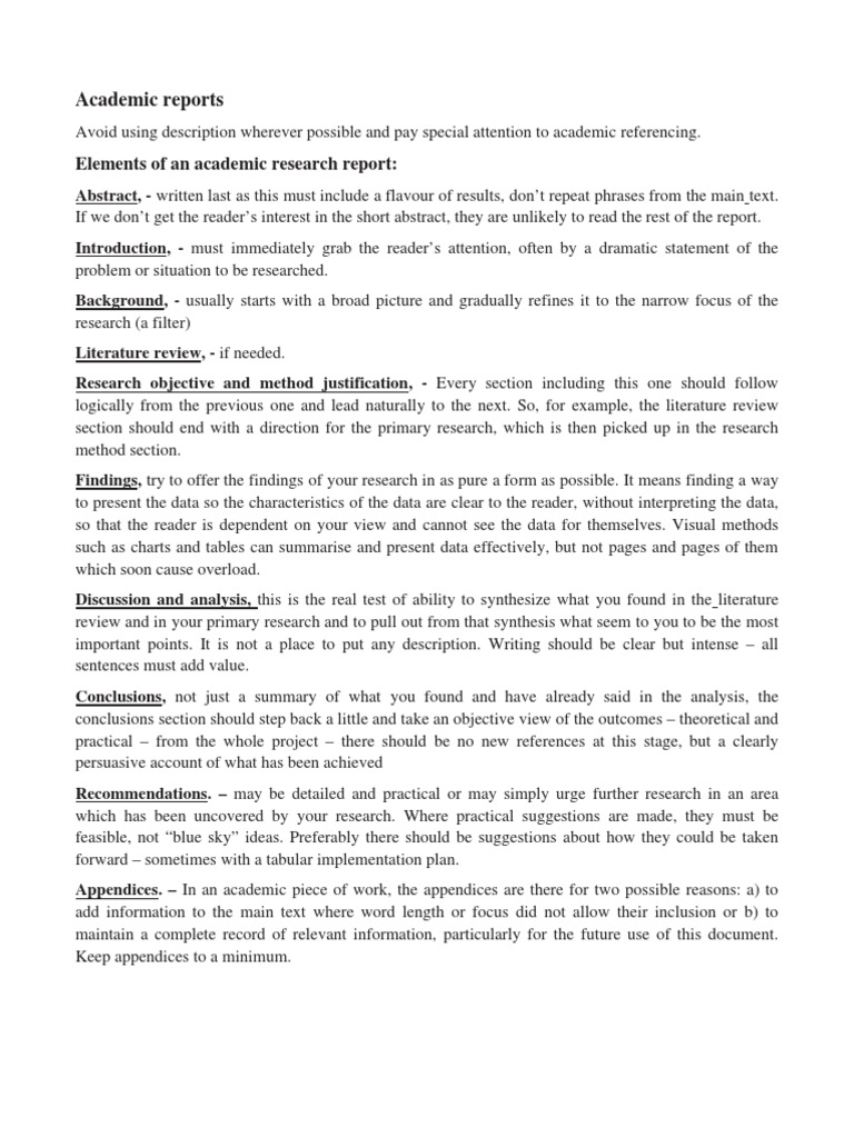 Academic Report Format | PDF | Abstract (Summary) | Literature Review