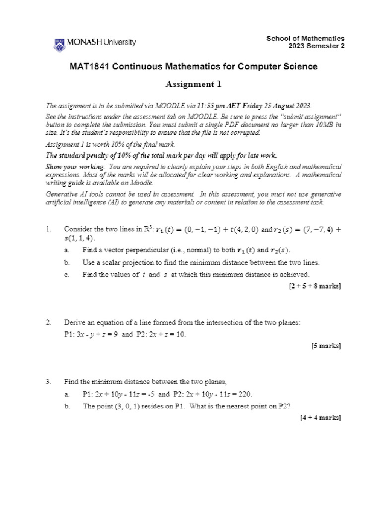 MAT1841 Questions | PDF