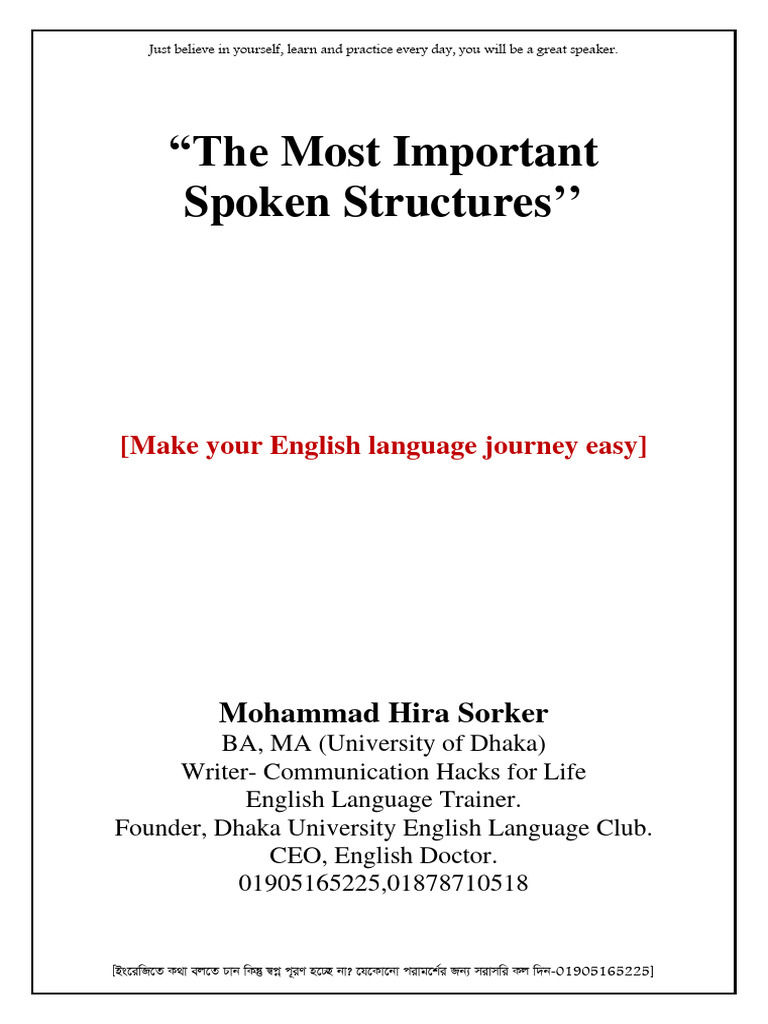 English Structures For Spoken by Mohammad Hira Sorker | PDF