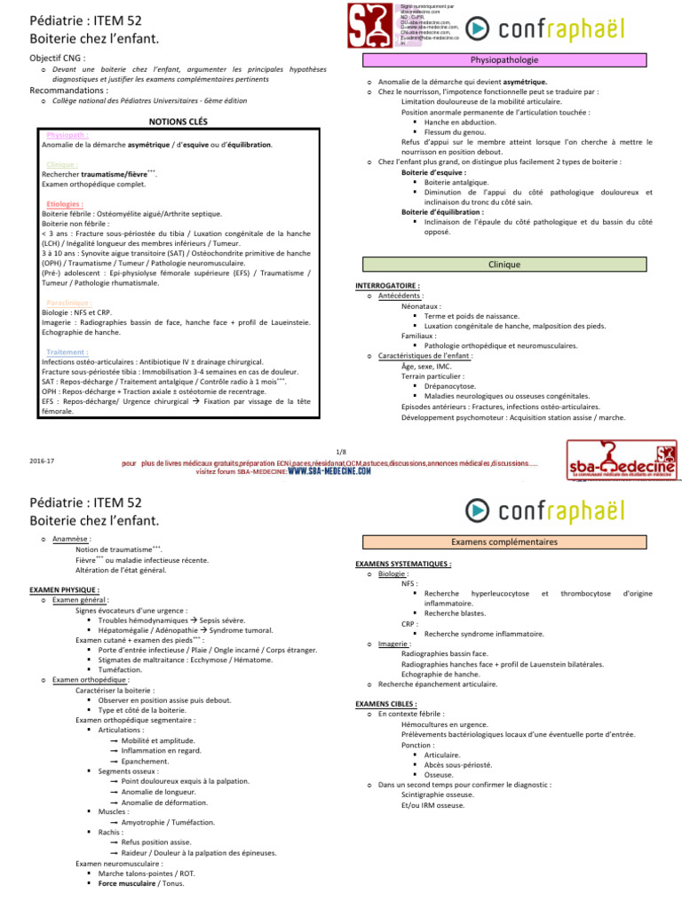 Boiterie chez l'enfant : Diagnostic et étiologies | PDF | Trouble ...