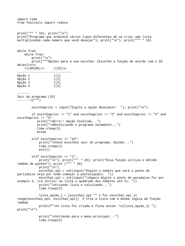 Métodos de Criação de Listas em Python | PDF | Python (linguagem de ...