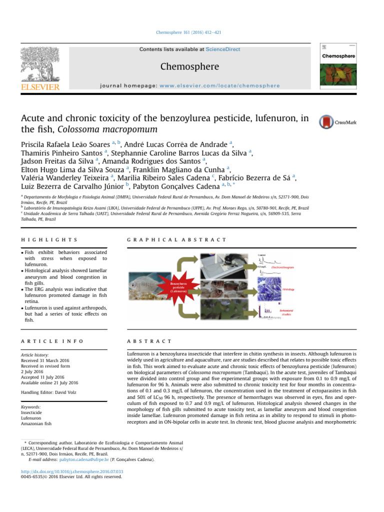 2016 Acute and Chronic Toxicity of The Benzoylurea Pesticide, Lufenuron ...
