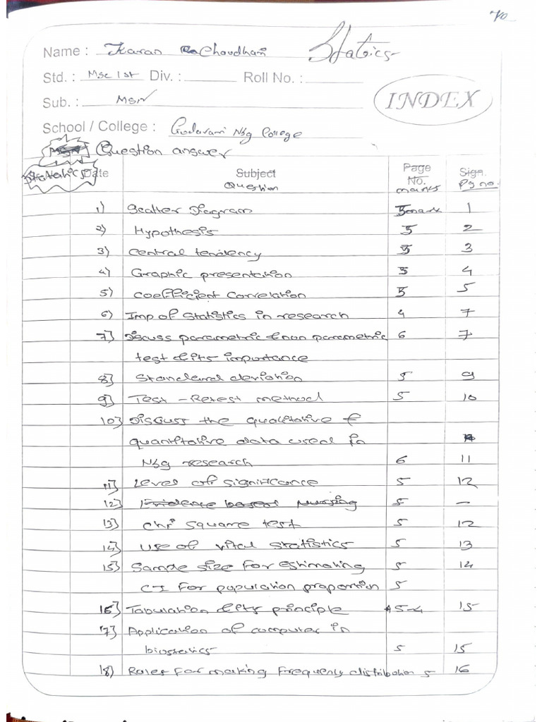 Statistics MSC Nursing | PDF
