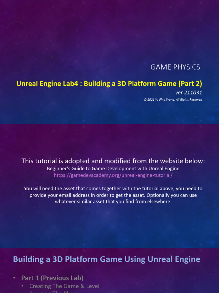 GPhy UELab4 3DPlatformGamePart2 211101 | PDF | Computer Engineering | Software Development