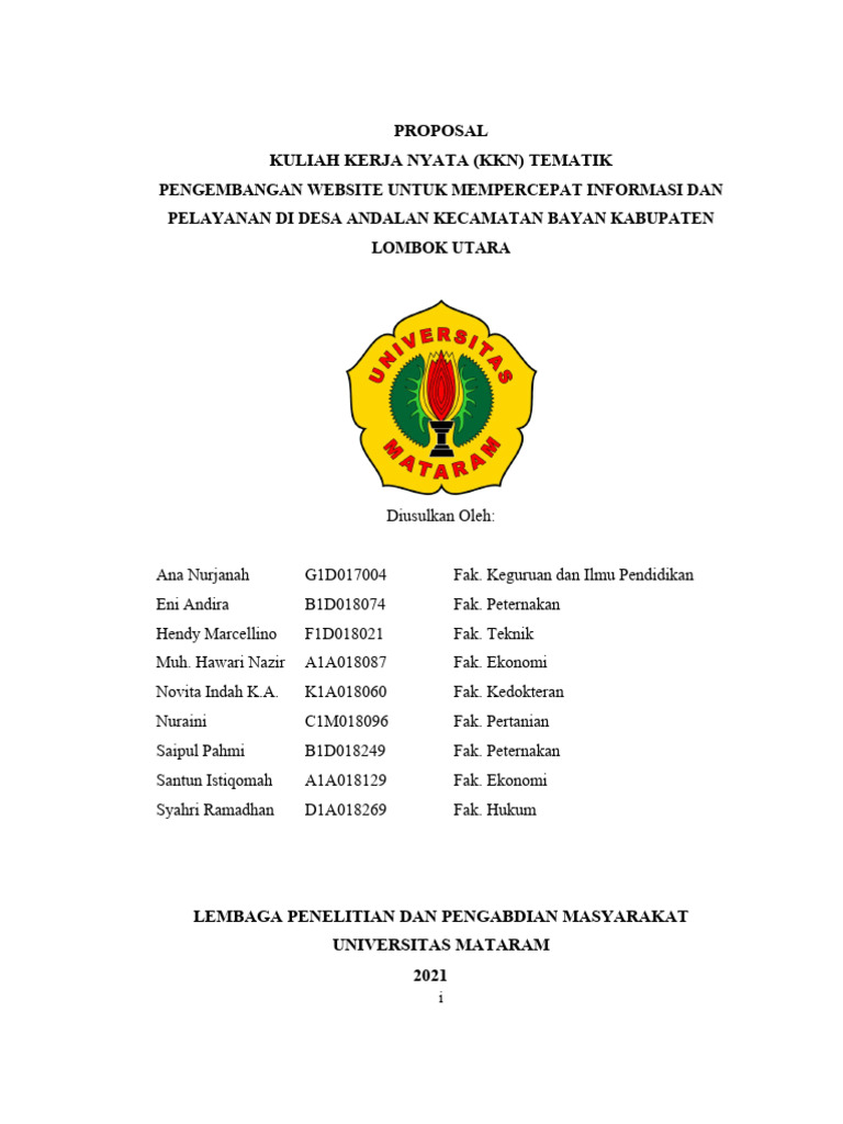 Proposal KKN Desa Andalan | PDF | Ilmu Sosial