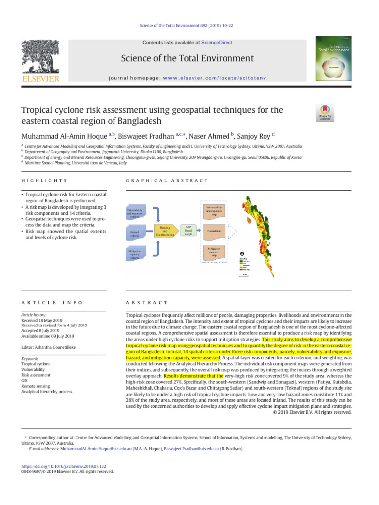 Tropical Cyclone Risk Assessment Using Geospatial Techniques For The ...