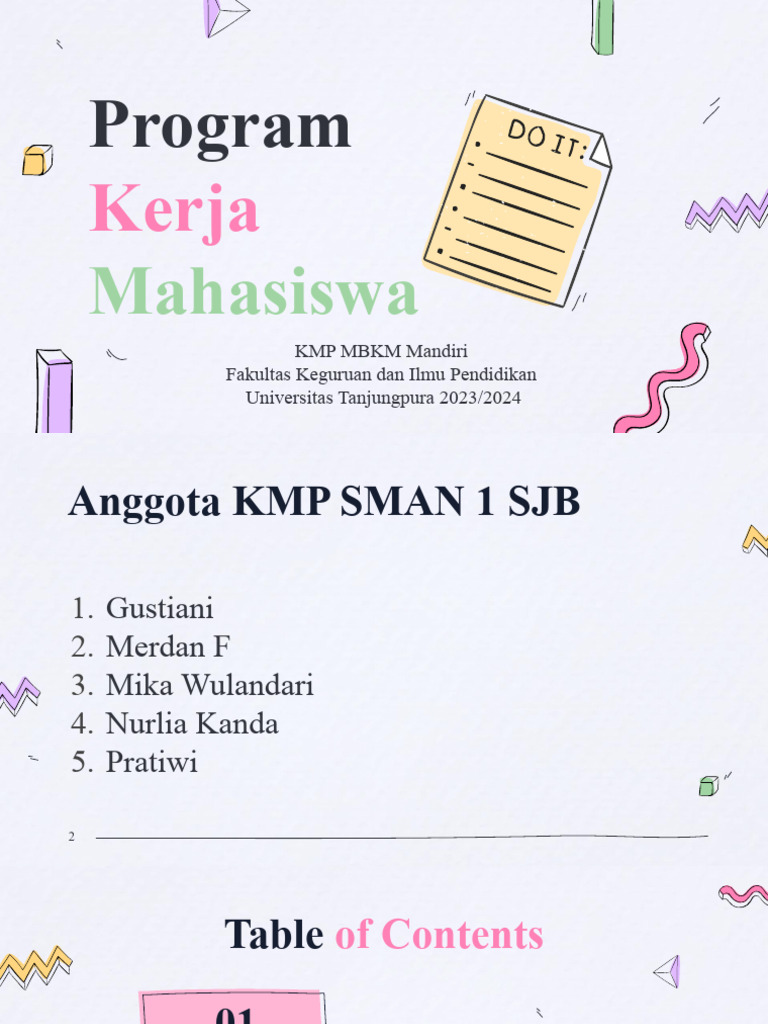 Program Kerja Mahasiswa KMP MBKM Mandiri | PDF