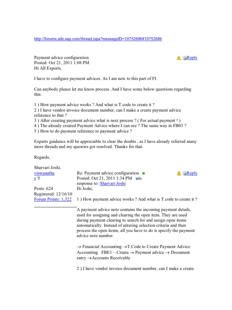 SAP Payment Advice Overview | PDF
