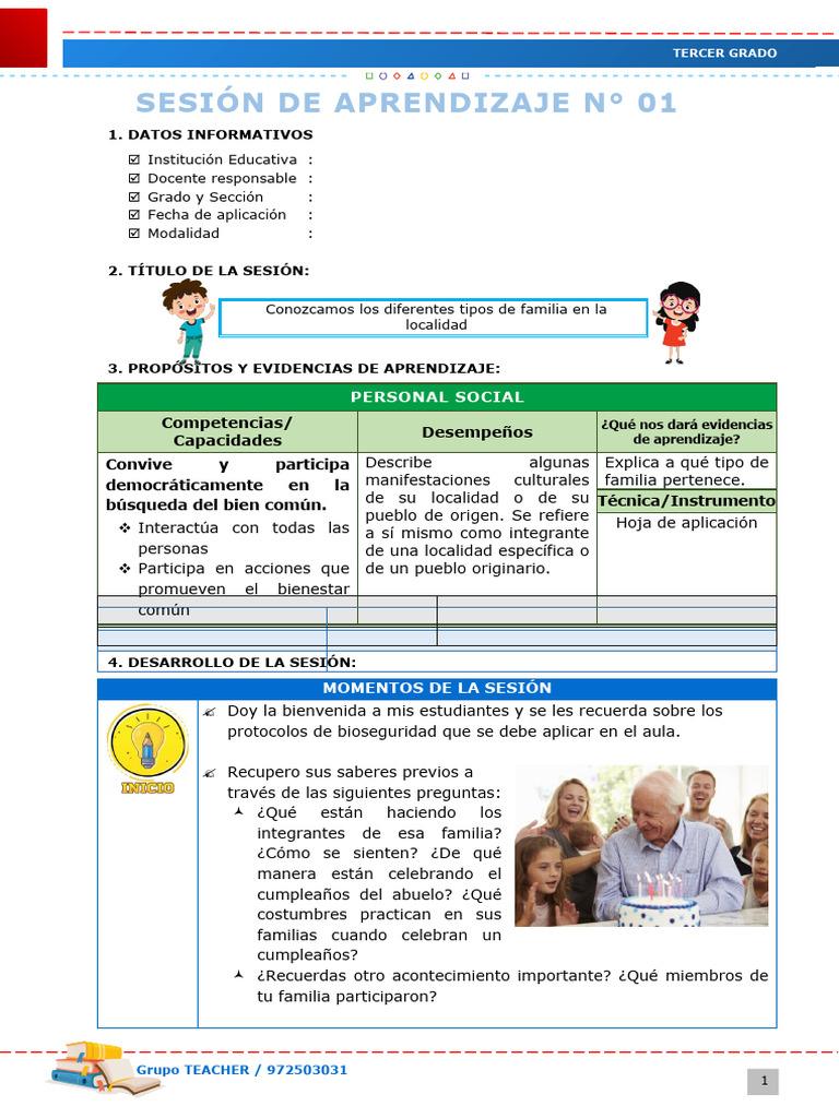 Parte 1 - Sesiones de Aprendizaje - Experiencia de Aprendizaje III | PDF | Aprendizaje | Maestros