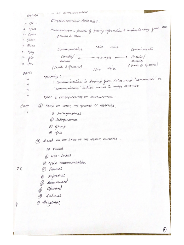 Class Notes Communication Aptitude Pdf