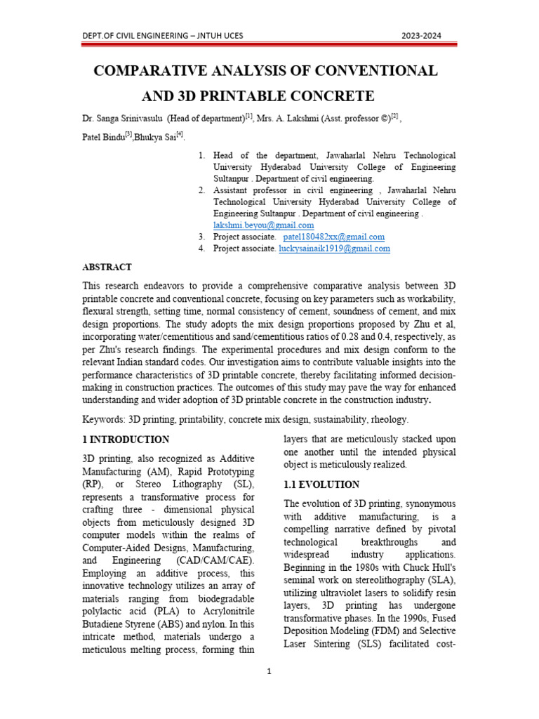 Comparative Analysis Between Conventional Concrete And 3d Printing Concrete Pdf Concrete 3