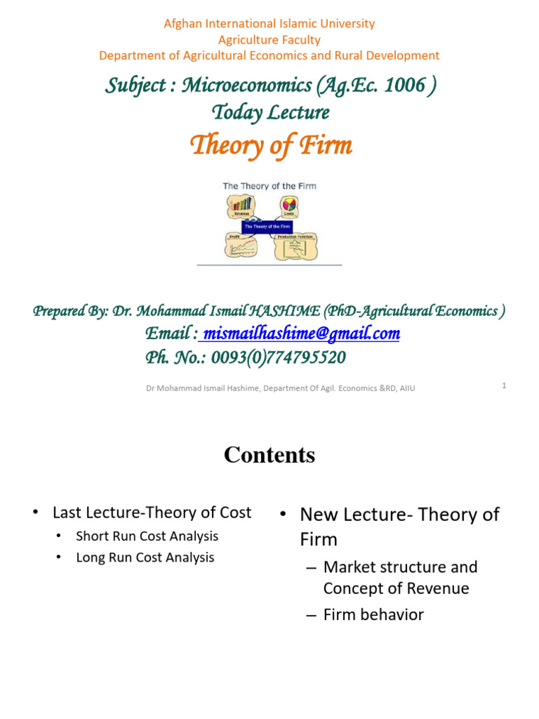 Theory of the Firm in Microeconomics | PDF | Profit (Economics) | Economics