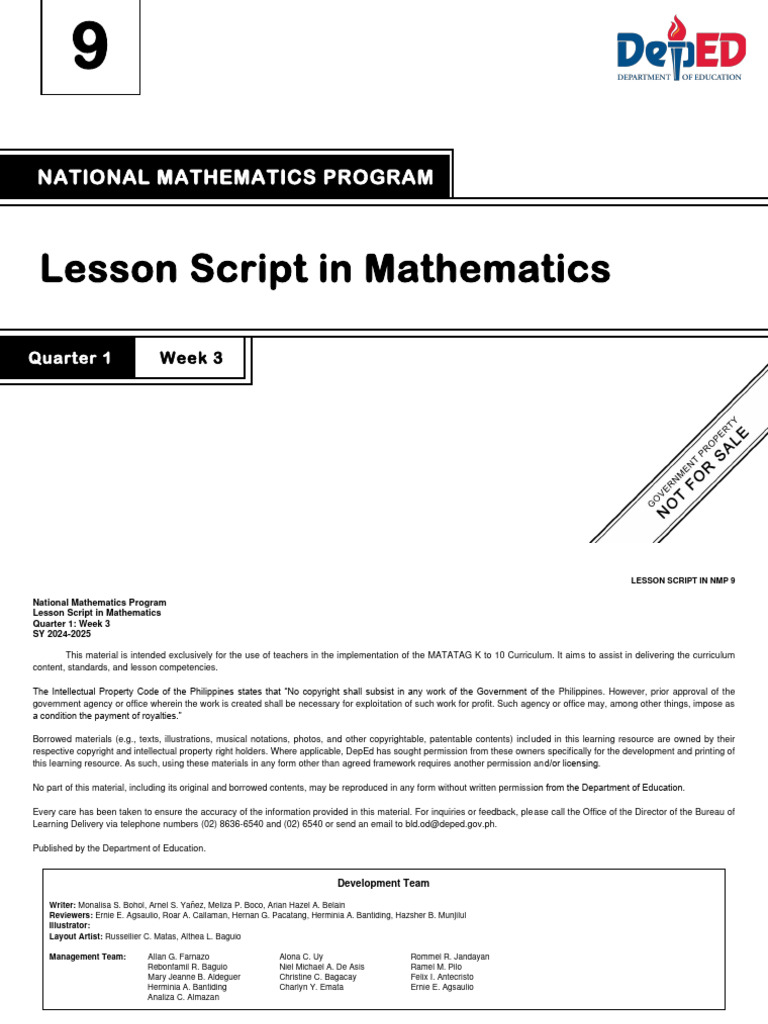 Lesson Script in Mathematics | PDF | Function (Mathematics) | Learning