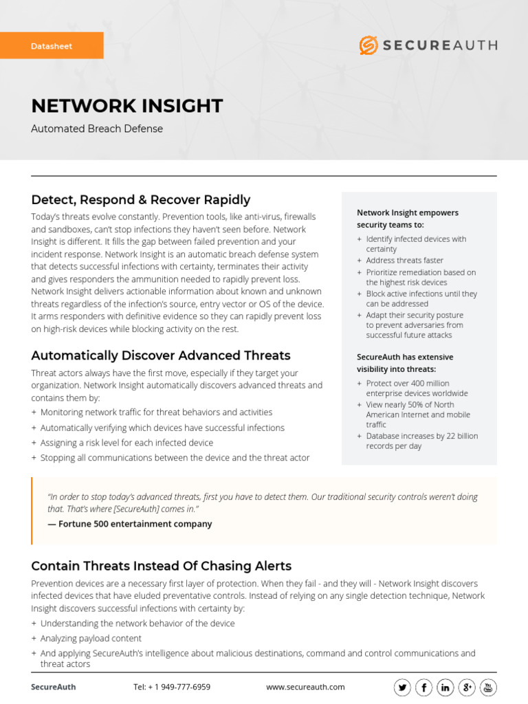 Datasheet-Network Insight | PDF | Security | Computer Security