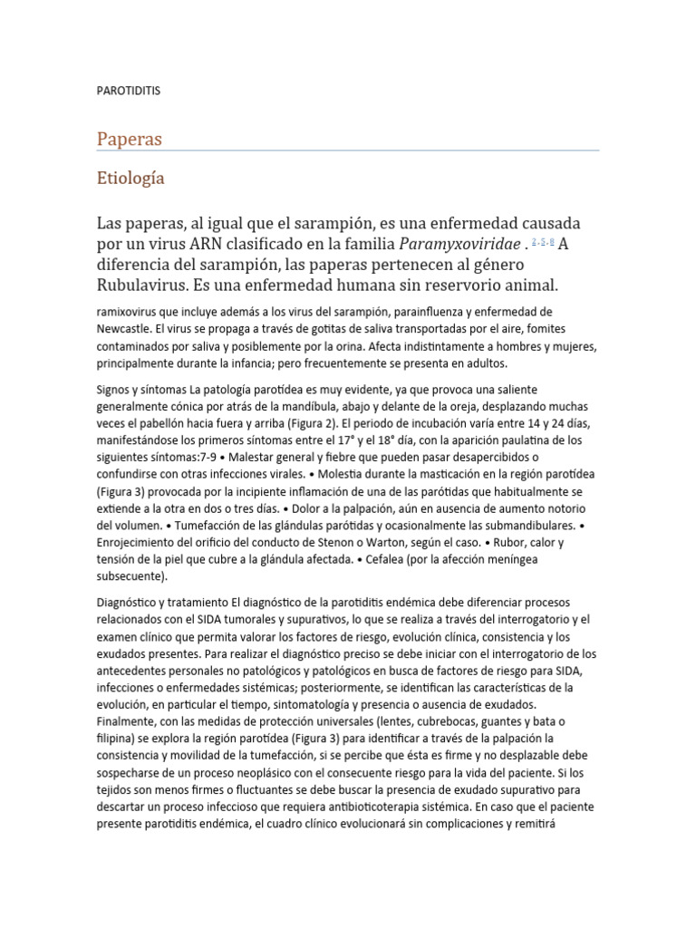 PAROTIDITIS | PDF | Enfermedades y trastornos | Inmunología