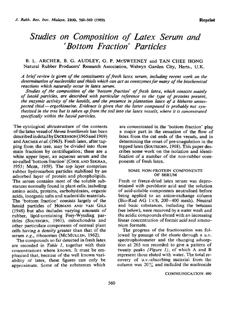 Composition of Latex Serum and Bottom Fraction | PDF | Nucleotides ...