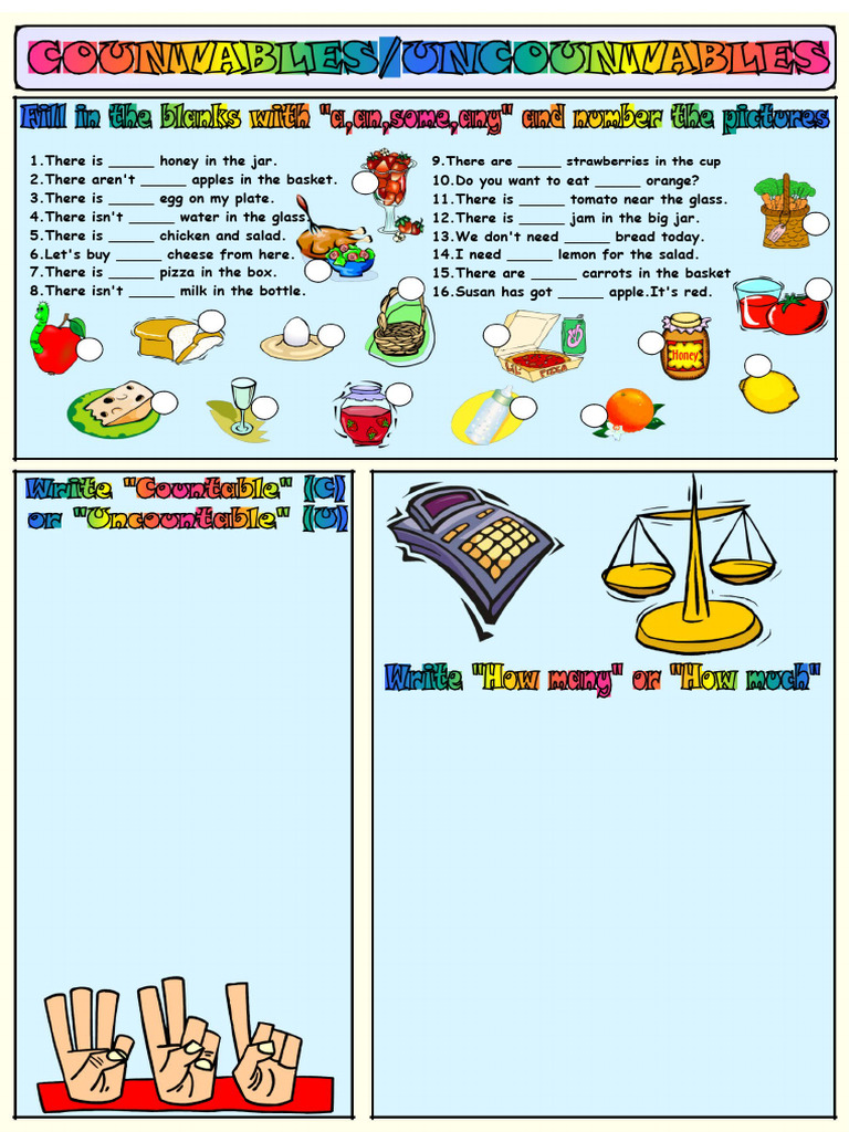 Countables And Uncountables 1 Pdf Foods Cooking