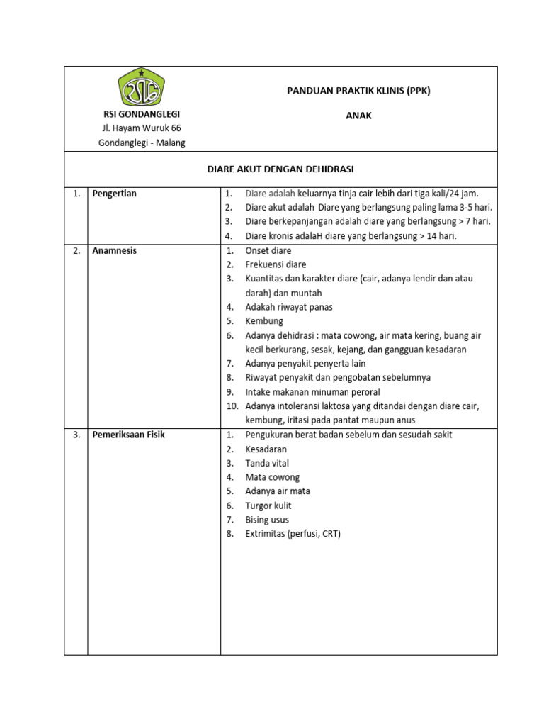 Diare Akut Dengan Dehidrasi | PDF