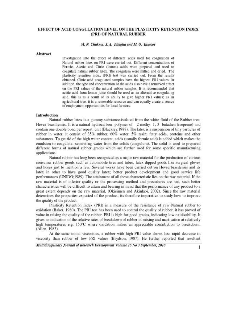 Effect of Acid Coagulation Level On The Plasticity Retention | PDF ...