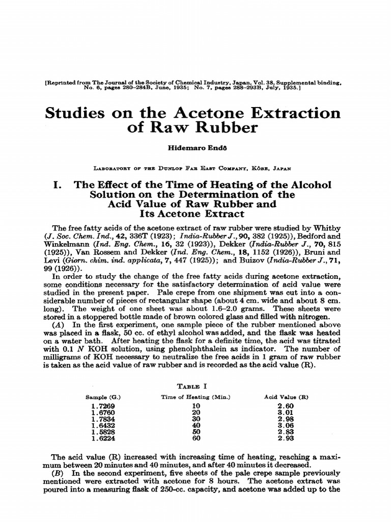 Acetone Extraction Study of Raw NR | PDF