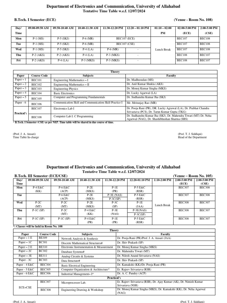 TT Odd 24 25 Ece and Cse Draft | PDF | Electronic Engineering | Electrical Engineering