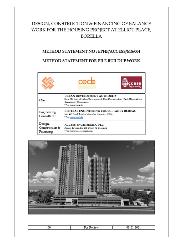 Method Statement for Piling Works at Borella | PDF | Deep Foundation ...