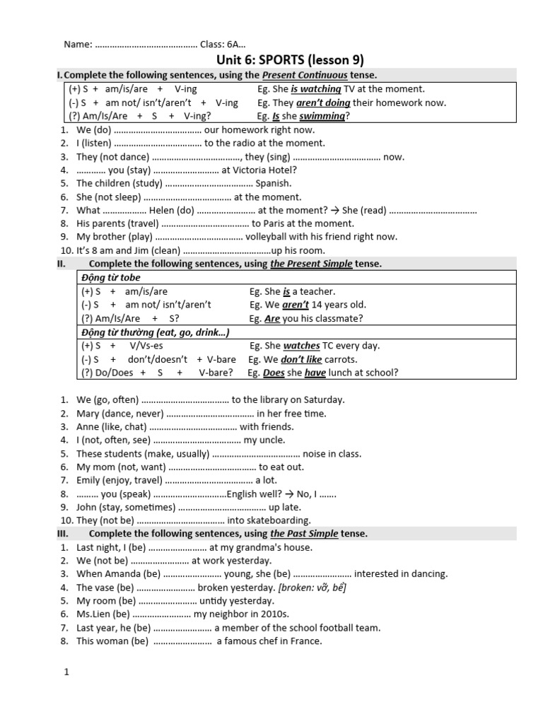 English 6 - Unit 6 - Lesson 9 | PDF