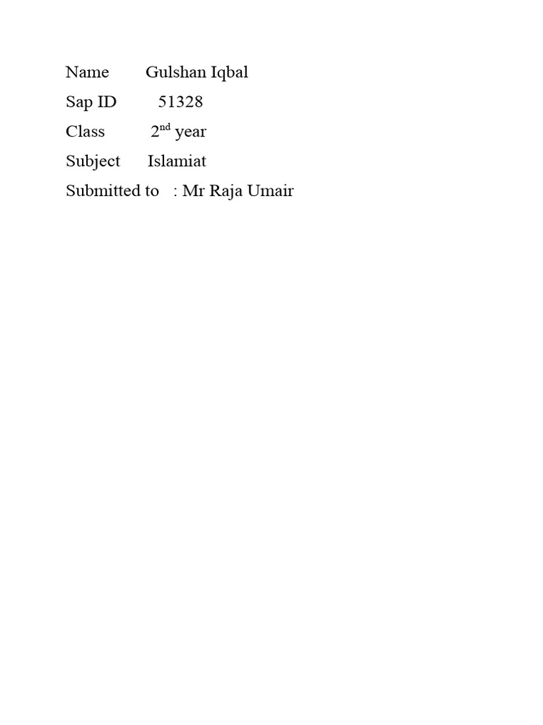 Islamiat Assignment | PDF | Quran | Islam