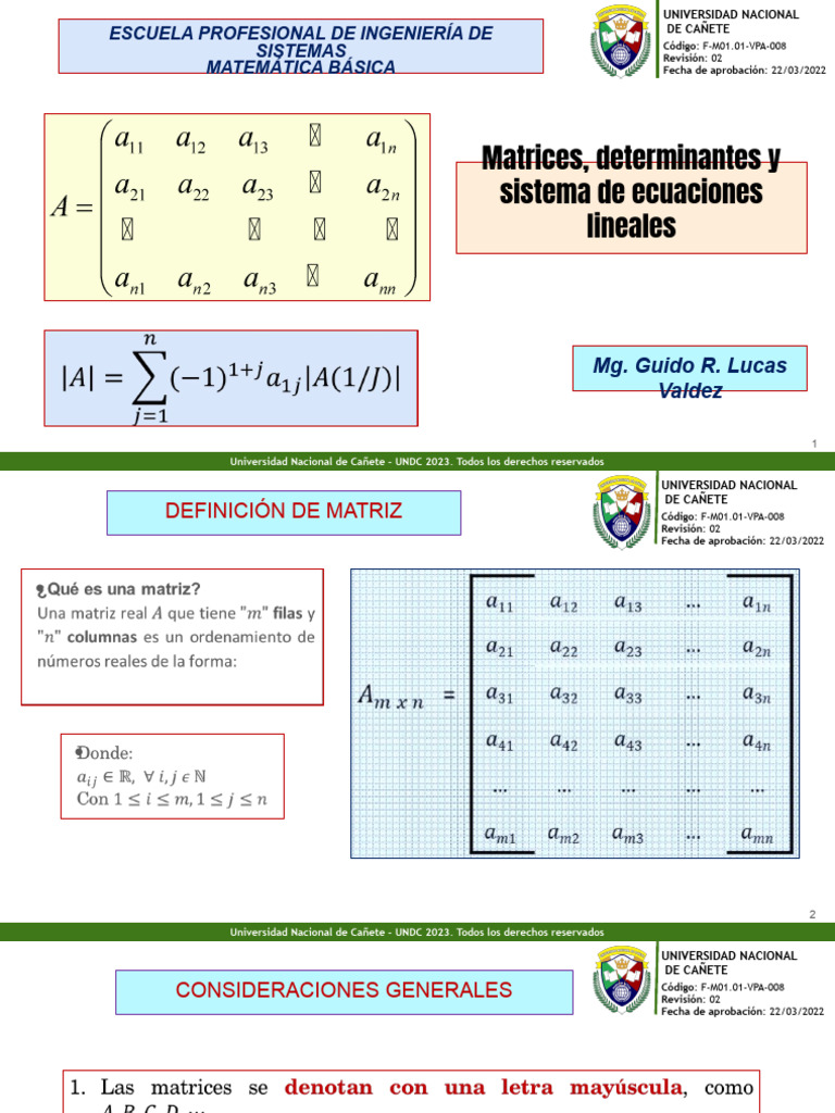 Clase Matrices, Gauss - Jordan, Sistemas de Ecuaciones Lineales | PDF | Matriz (Matemáticas ...
