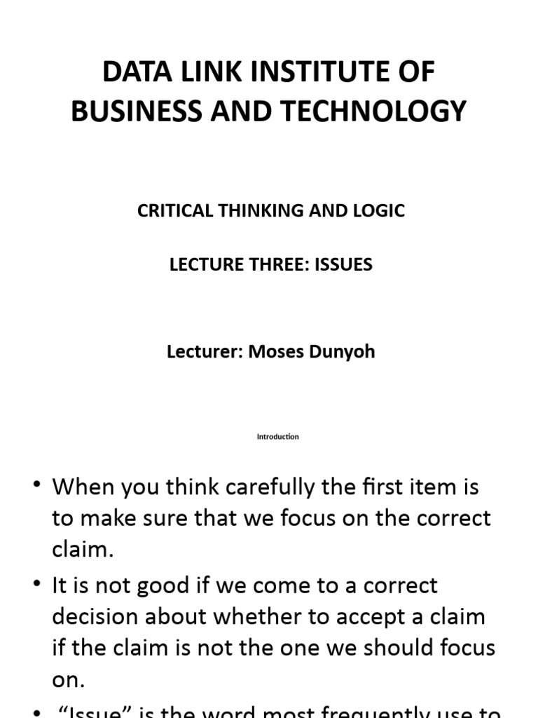 Critical Thinking Lecture Three | PDF | Argument | Evidence