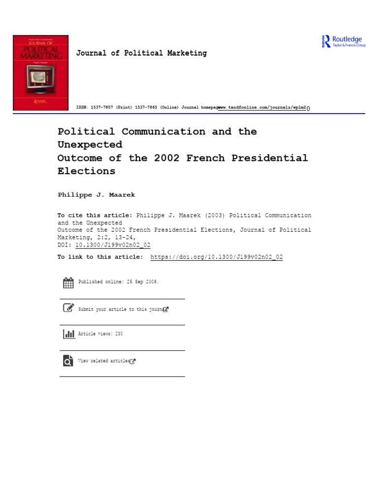 Political Communication and The Unexpected Outcome of The 2002 French ...