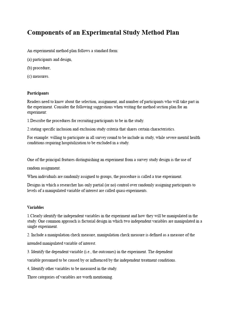 Components of Experimental Research Design | PDF | Experiment ...